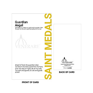 1" Guardian Angel Saint Medal with Prayer Card | Durable and Detailed Charm | Pendant Medal Carded with Prayer | Christian Jewelry