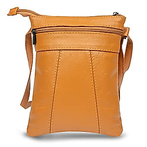 Krediz Soft Genuine Leather Crossbody Bag- Women Backpack Fashion Purse - Shoulder Bags- Crossover Travel Handbag Purse for Women (Regular, Light Brown)