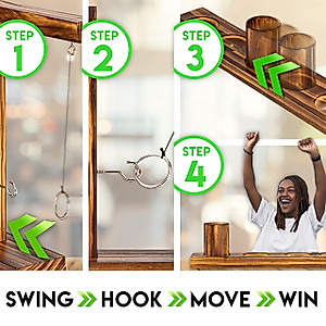 Franklin Sports Dueling Ring Hooking Game - Fun Wooden Adult and Kid Party Ring Hook Game - Two Ring and Score Tracker Included Indoor Game Room Fun - Great Game