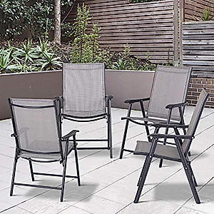 Outsunny Folding Outdoor Patio Chairs Set of 4 Stackable Portable for Deck, Garden, Camping and Travel