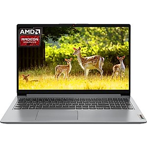 Lenovo 2024 IdeaPad 1 15.6" Students Laptop, AMD Athlon Silver 7120U Processor, 4GB LPDDR5 RAM, 128GB SSD, AMD Radeon Graphics, Wi-Fi 6, Anti-Glare, Windows 11 Home S, SD Card Reader, Cloud Grey