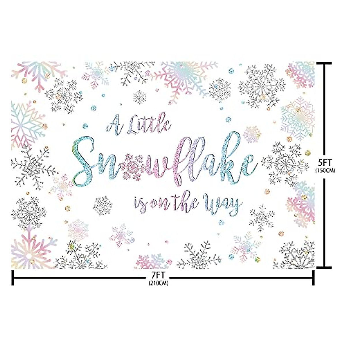 AIBIIN 7x5ft Snowflake Baby Shower Backdrop Winter Colorful Silver Snowflake Baby Shower Party Decorations for Girl Wonderland Gradient Glitter Snowflake Baby Shower Background Banner Photoshoot Props