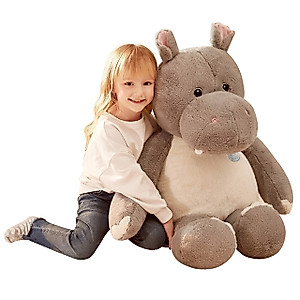 IKASA Giant Hippo Stuffed Animal - 30" Jumbo Plush Toy, Soft & Cute for Kids, Boys & Girls (Gray)