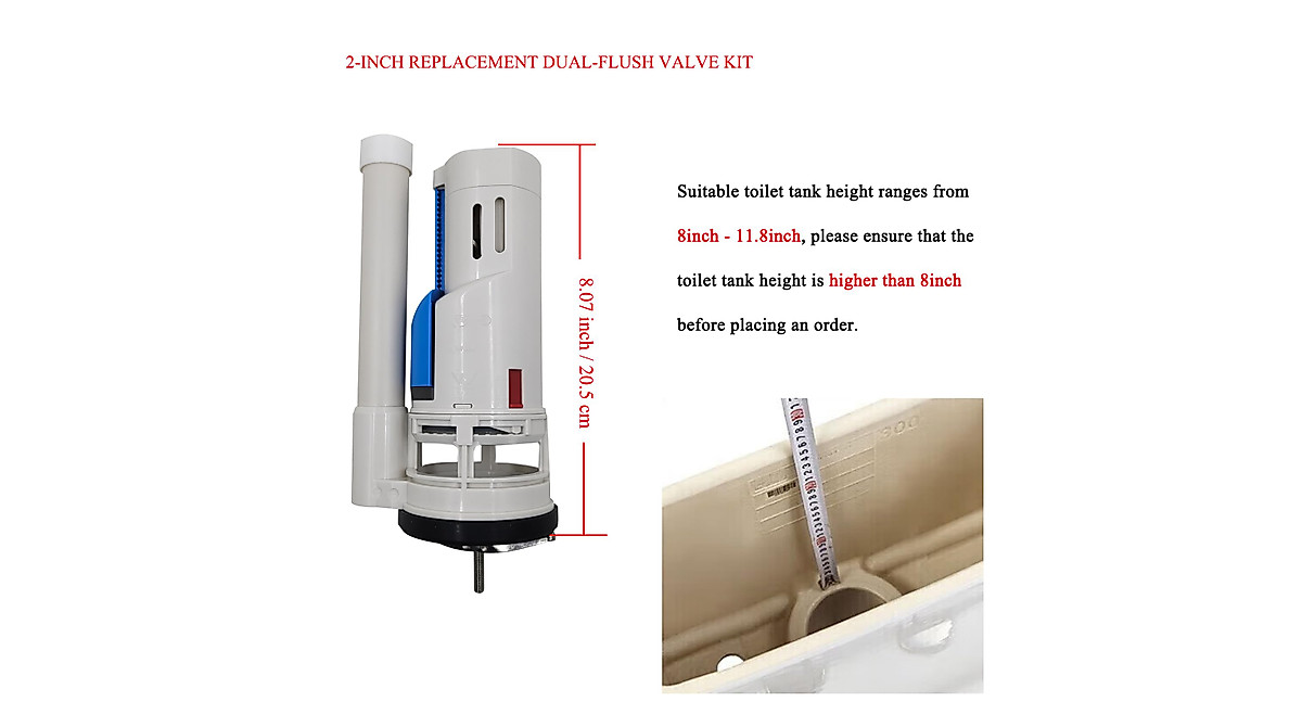 2-Inch Toilet Flush Valve Replacement Kit - Dual Flush, Easy Install