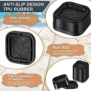 Ecally 32 Pack Furniture Risers Adjustable Bed Risers Desk Leg Risers 1.38" Stackable Heavy Duty Bed Lifts Risers Square Bed Raising Blocks for Mattress Table Leg Desk Chair Couch Sofa Dorm (Black)