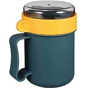 Cabilock Microwave Soup Mug with Lid and Scoop Portable Breakfast Cup Container Porridge Lunch Box with Spoon