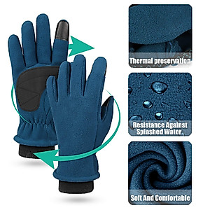 OZERO Winter Waterproof Gloves for Men: Women Gloves for Running Touchscreen - L Size & Blue