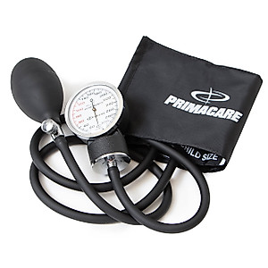 Primacare DS-9191 Pediatric Size Aneroid Sphygmomanometer Manual Blood Pressure Monitor Kit, BP Cuff with Latex Free Inflation System, Waterproof and Portable Nylon Carry Case