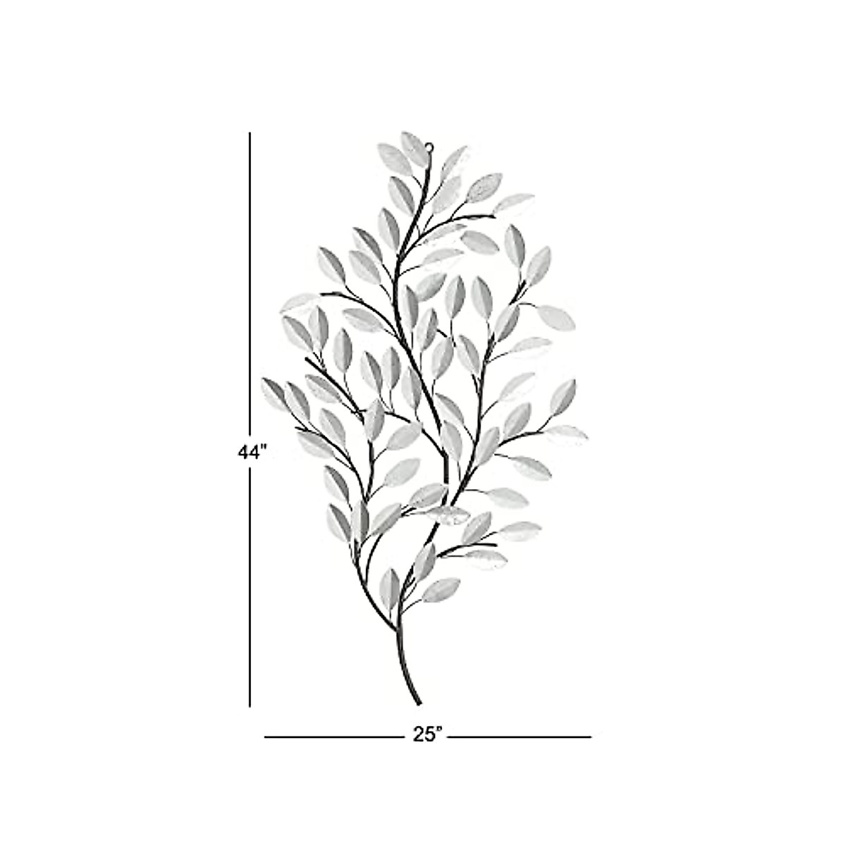 Deco 79 Metal Leaf Wall Decor, 25" x 2" x 44", Silver