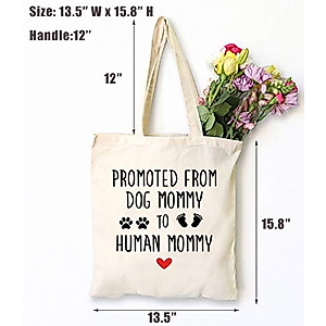 Promoted From Dog Mommy to Human Mommy - Mom to Be Gift -Have a Baby Gift - Pregnancy Announcement Gift - Baby Reveal Gift for New Mom Mother - Shoulder Bag Shopping Bag Tote Bag