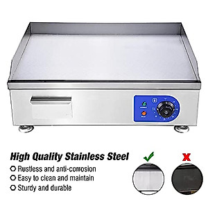 Yescom 2500W 24" Electric Countertop Griddle Flat Top Commercial Restaurant BBQ Grill