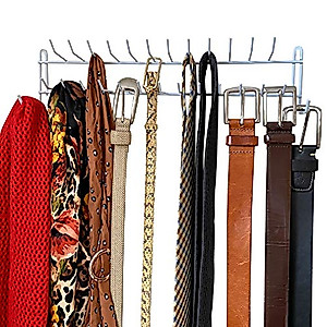 Evelots Closet Wall Mount Hanging Accessory Organizer Racks, Holds Belts, Ties, Scarves, Necklaces, Handbags, 27 Hooks, Holds 20 Lbs