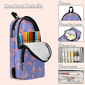 Sletend Cute Axolotl Salamander Pencil Case Big Capacity Handheld Pencil Pouch Portable Large Storage Canvas Pencil Bag for Boys Girls Adults Students