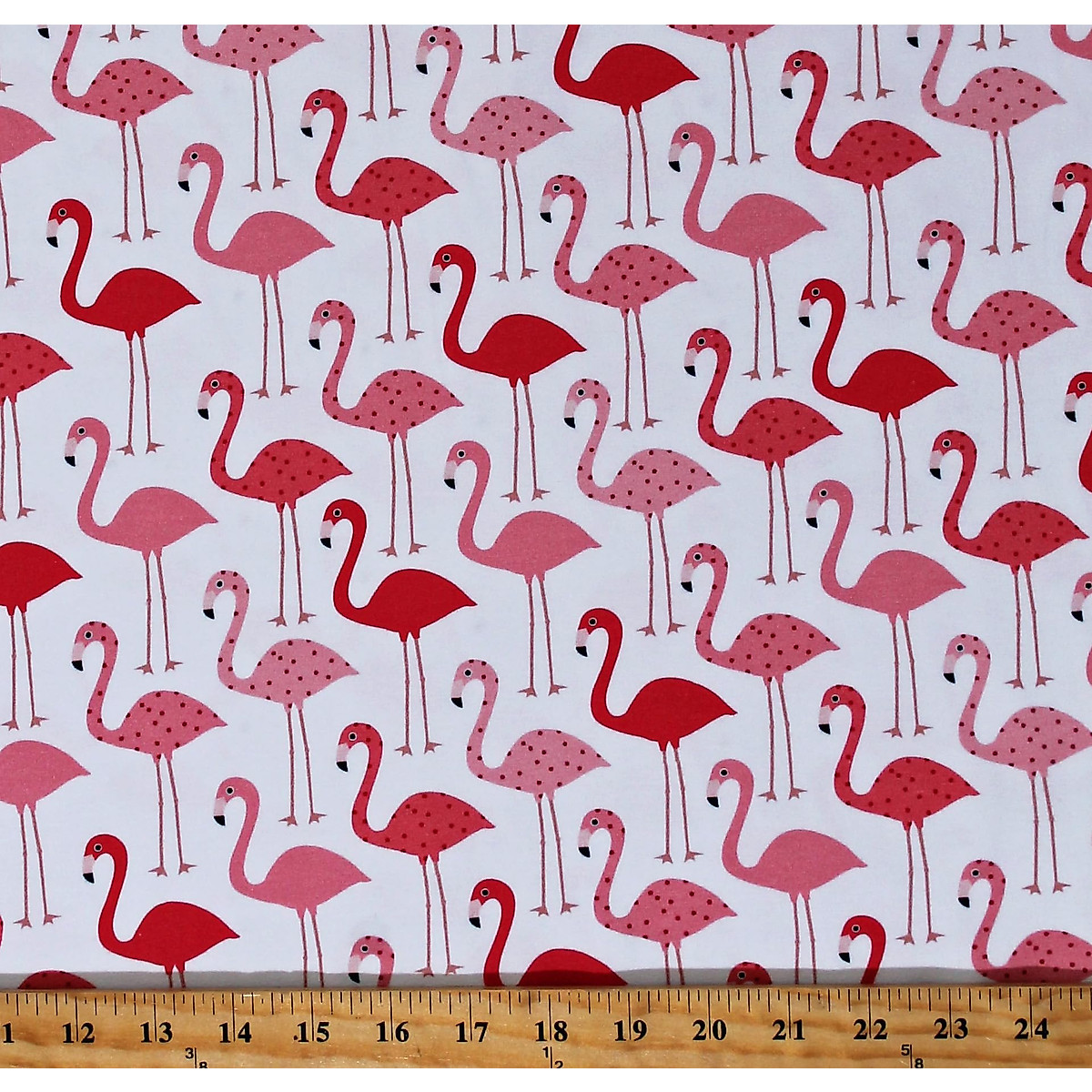 Knit Flamingos Pink Birds Animals on White Urban Zoologie 60" Wide Cotton/Spandex Fabric by The Yard (AAKDKX-14719-262BUBBLEGUM)
