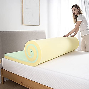 ZINUS 4 Inch Green Tea Memory Foam Mattress Topper, Pressure-Relieving Layers, CertiPUR-US Certified, Short Queen