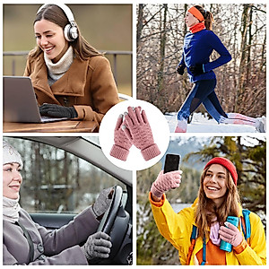 Winter Gloves for Women - 4 Pairs Touchscreen Gloves for Women Cold Weather, Fashion Knit Mittens Warm Winter Gloves