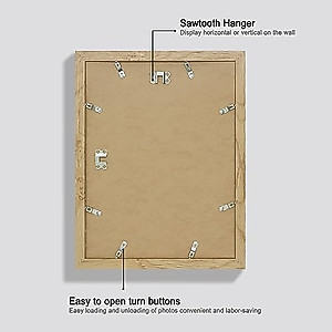 Hongkee 11x14 Picture Frame Set of 4, Made of Natural Oak Wooden Frame, Display 8x10 Pictures with Mat or 11 x 14 Posters without Mat for Wall Mounting, Gallery Photo Frames