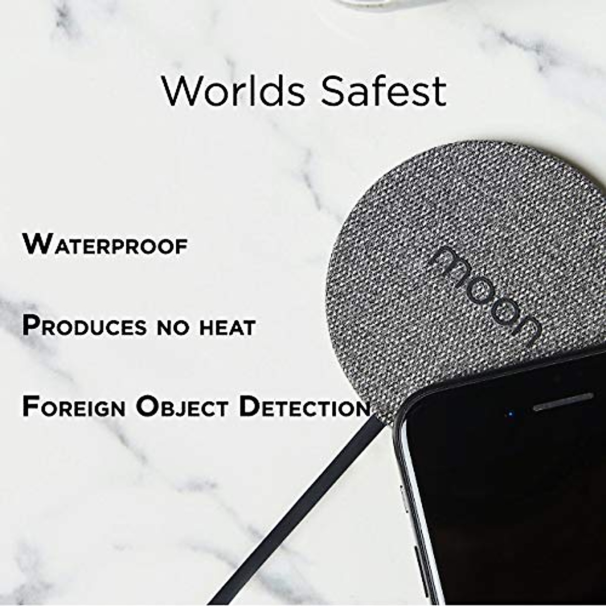 Moon M599 Qi-Enabled Wireless Charging Pad (White Leather)