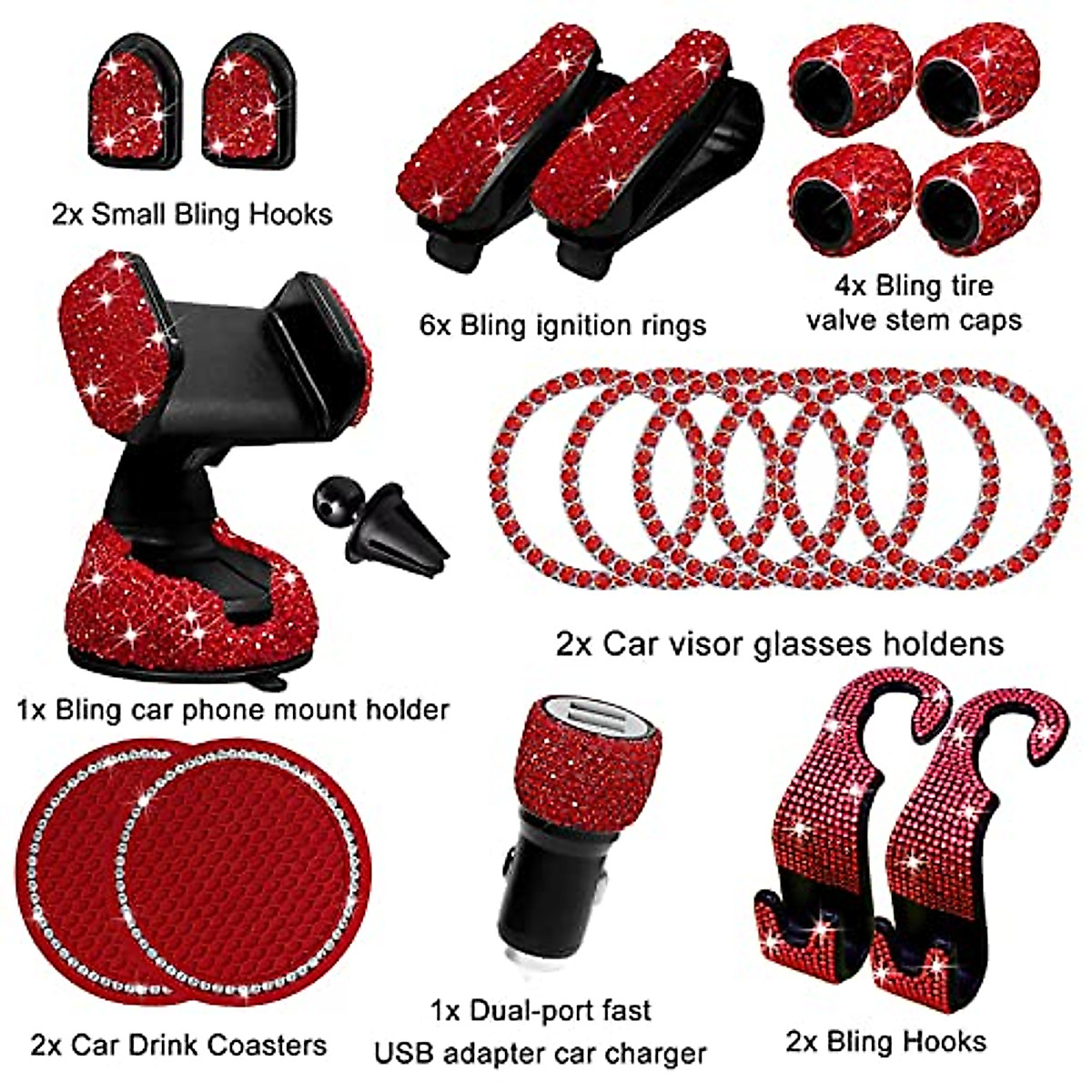Yixin YIXIN Car Accessories for Women, Bling Set, Car Phone
