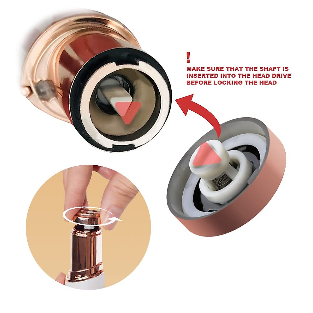 Replacement Heads for Finishing Touch Flawless Facial Hair Removal Shaver for Women, Rose Gold - Pack of 2