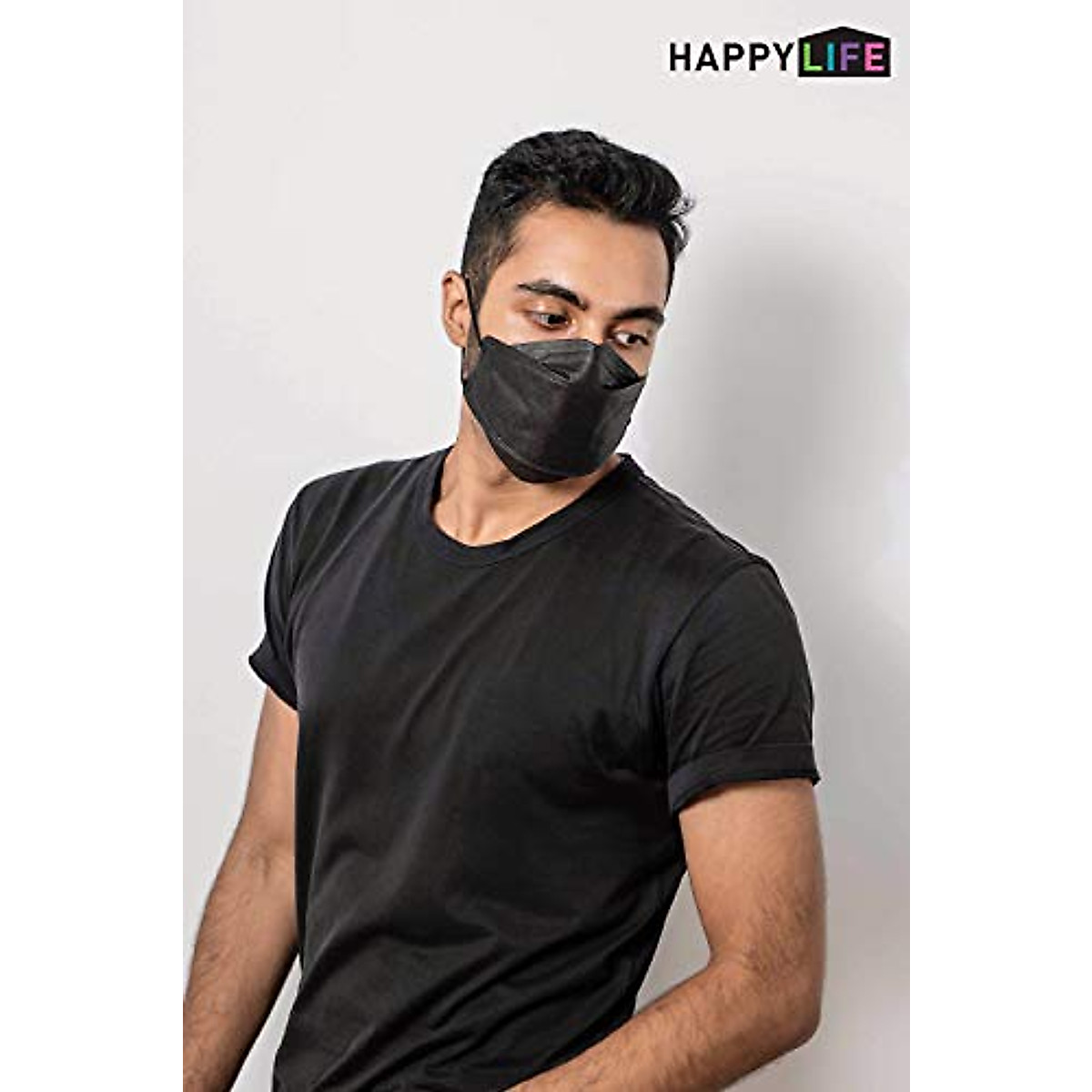 (20PCS) Black Disposable KF94- Face Masks 4-Layer Filters Breathable Comfortable Nose, Good Day, Dust Mask, Black KF94 Masks Made in Korea.