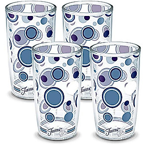 Tervis Made in USA Double Walled Fiesta Insulated Tumbler Cup Keeps Drinks Cold & Hot, 16oz - 4pk, Lapis Dots