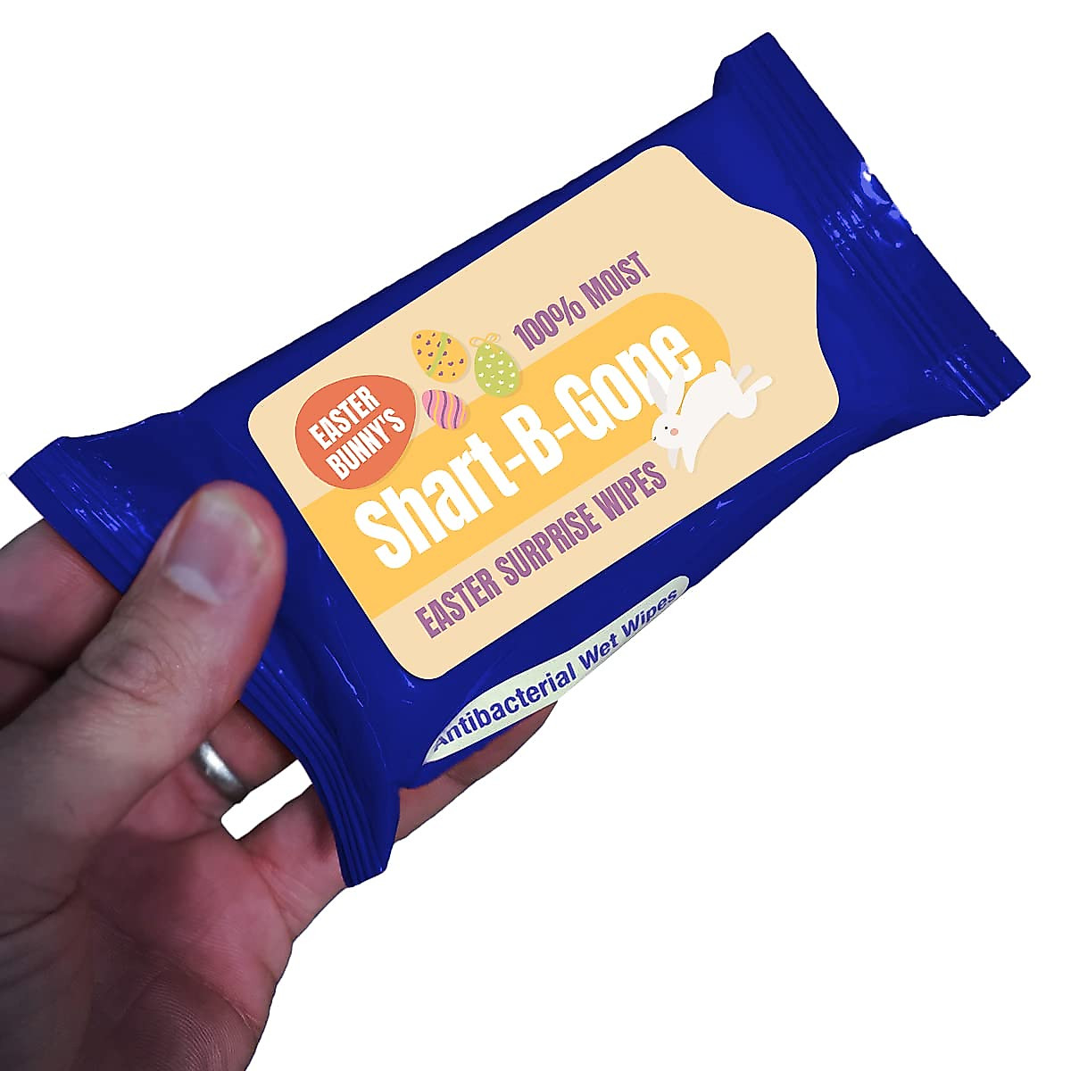 Easter Bunny Shart B Gone Moist Wipes - Funny Teen Gift Basket Ideas Travel Pocket Sized Sharted Wipes Disposable Towelettes Gears Out