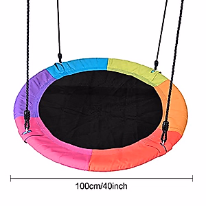 Round Outdoor Swing,40 Inch Tree Swing with Adjustable Multi-Strand Ropes | Round Outdoor Play & Swing Sets Suitable for Park, Backyard, Playground Linshesf