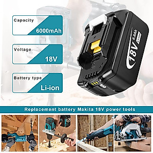 Fancy Buying [2Pack] 18V 6000mAh Replacement Battery for Makita BL1850 BL1815 BL1830 BL1835 BL1840 BL1860 LXT400 194204-5 194205-3 194230-4 194309-1