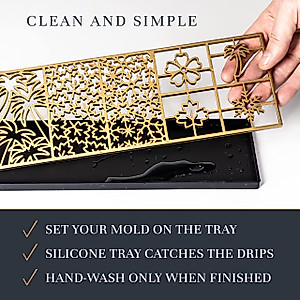 Clear Ice Cube Maker Design Tray - Craft Modern Ice Molds for Bourbon & Cocktails in 5 Seconds - Whiskey Mold Cube Stamp – Bartender Accessories - Copper Ice Press Cocktails by Ash Harbor (Seasons)