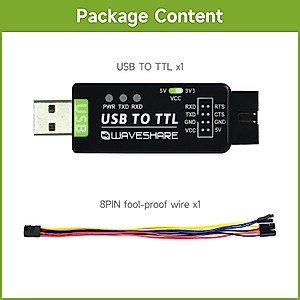 waveshare Industrial USB to TTL Converter with Original FT232RNL Onboard and Multi Protection Circuits Support Multi Systems Support Win7/8/8.1/10/11, Mac, Linux, Android, Wince