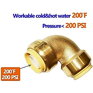 HQMPC Pex Fitting 1" Inch Push Fit Elbow 90-Degree -PEX Fitting 90 Degree Elbow Push-to-Connect Plumbing Fitting for Copper, PEX, CPVC (6 Sets, 1")