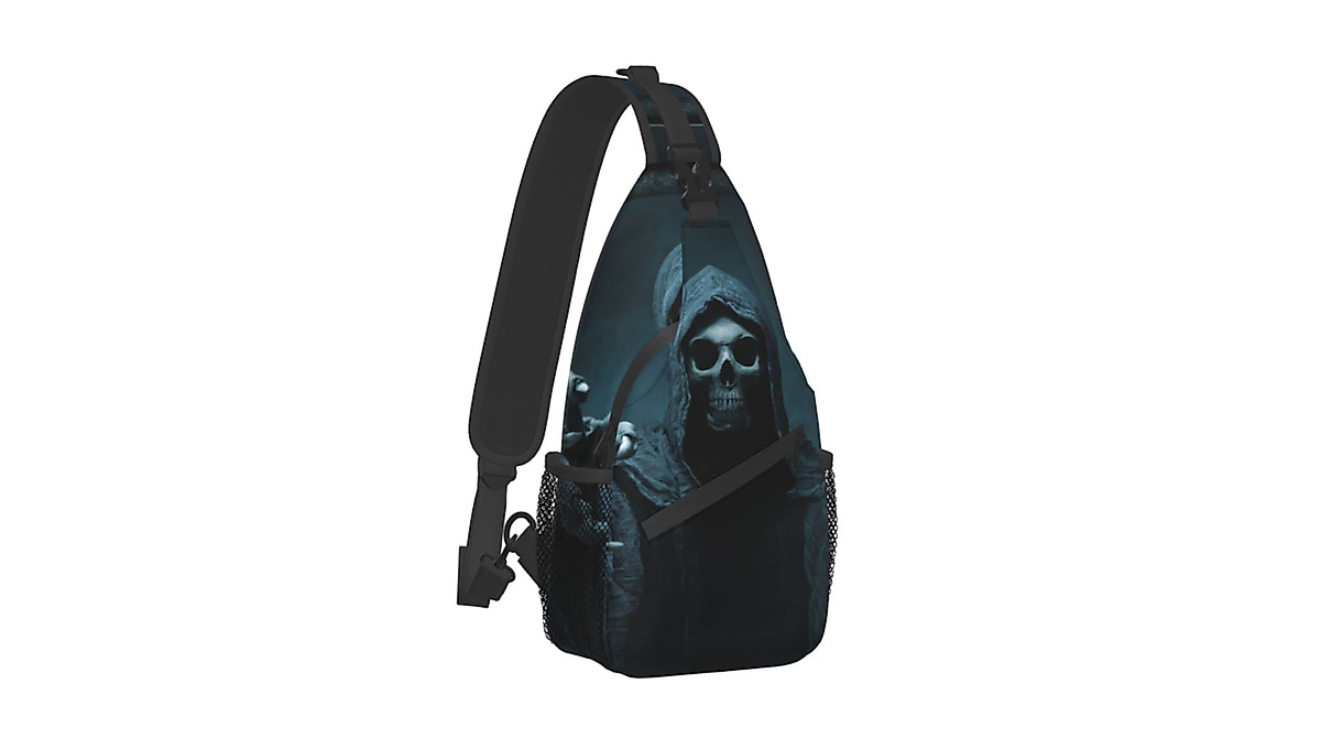 DZUAIKIT Sling Backpack Grim Reaper Reaching Print Crossbody Shoulder ...