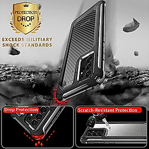 SUPBEC Samsung Galaxy S21 Ultra Case, Carbon Fiber Shockproof Protective Cover with Screen Protector [x2] [Military Grade Protection] [Anti Scratch], Phone Case for Samsung S21 Ultra 5G, 6.8", Black