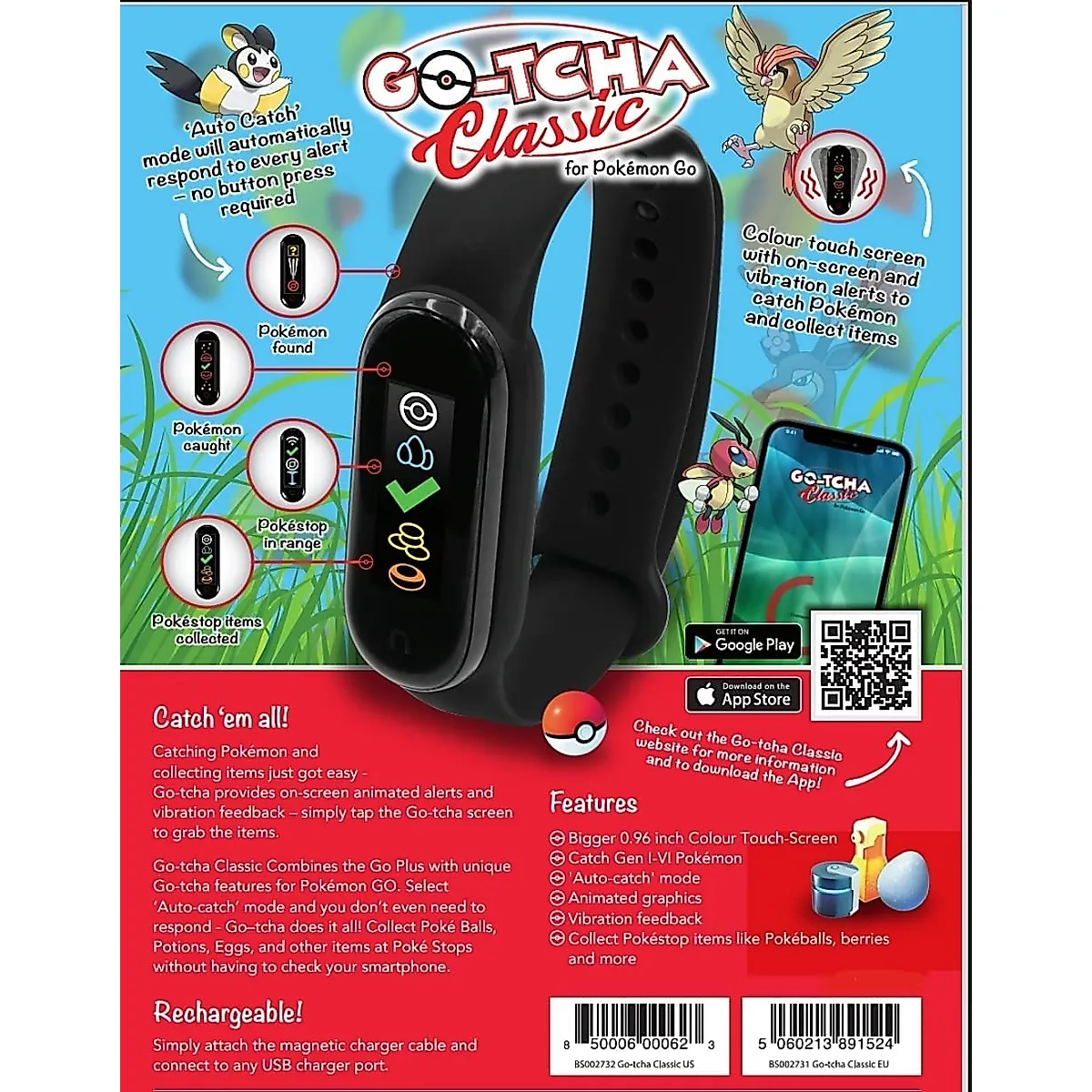 Datel Go-Tcha Classic for Pokemon Go with Auto Catch/Vibration Feedback/Animated Graphics & More Support iPhone/Android - Black