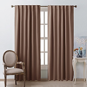 NICETOWN Blackout Curtain Panel for Living Room - (Cappuccino Color) 52 inches Wide by 84 inches Long, 2 Panels Set, Insulated Room Darkening Window Drapes