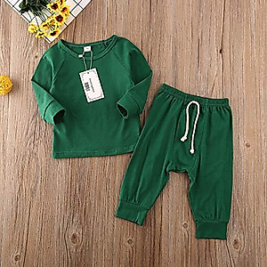 Baby Unisex Pajamas, Top with Pants Set 2 Piece Outfit, Organic Cotton Clothing Set for Infant Baby Boys Girls