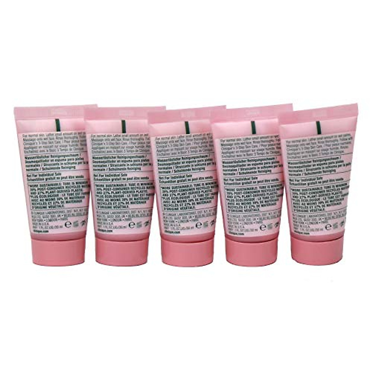 Pack of 5 x Clinique All About Clean Rinse-Off Foaming Cleanser, 1 oz each Sample Size Unboxed
