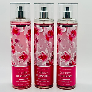 Lot of 3 Bath & Body Works Cherry Blossom Fine Fragrance Mist 8 Fl Oz Each (Cherry Blossom)