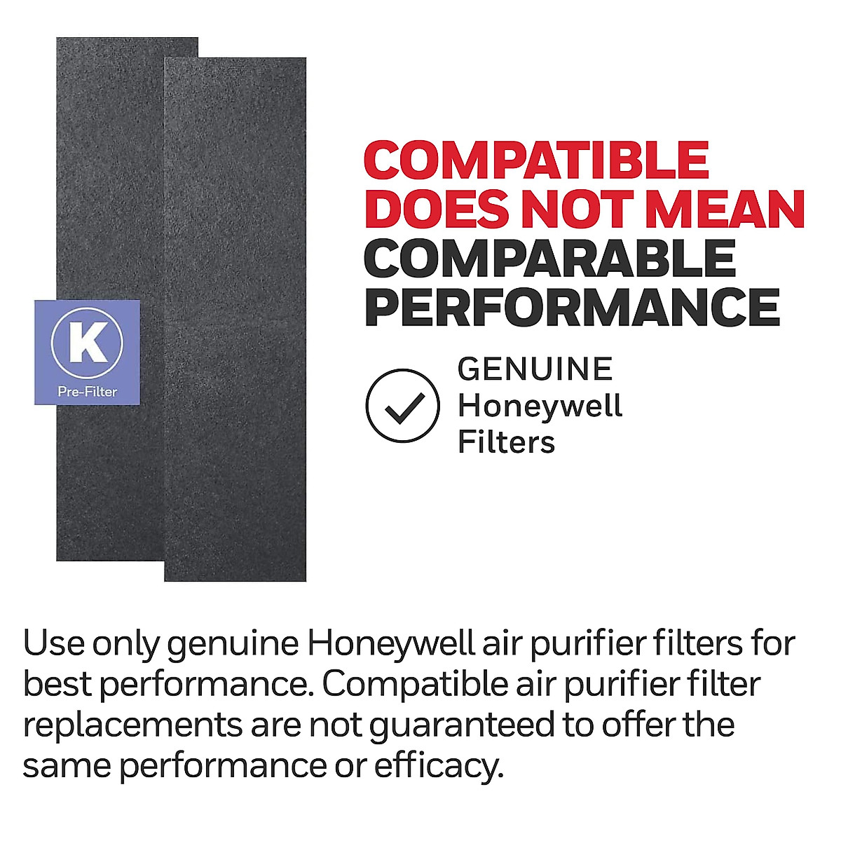 Honeywell Household Odor & Gas Reducing Pre-Filter, 2 Pack, Black