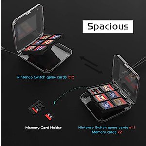 MoKo Game Card Case Compatible with Nintendo Switch, Switch Game Storage Box with 12 Game Cartridges Hard Protective PC Shell Holder - Black