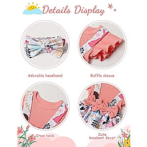 SAPGEJJDJFGE Newborn Baby Girl Clothes Infant Summer Outfits Leopard Heart Ribbed Sleeveless Top + Ruffle Shorts Set 2Pcs (Pink A, 0-3 Months)