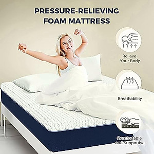SILKIR 6 Inch Full Size Mattress, Cooling Gel Memory Foam Mattress for Pressure Relieving, Mattress in a Box, CertiPUR-US Certified, Fiberglass-Free Blue