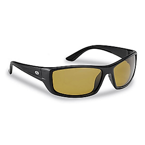 Flying Fisherman Unisex-Adult Buchanan Sunglasses, Matte Black Frames/Yellow-Amber Lens, Medium