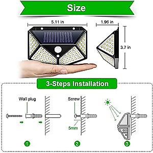 ZHUANYIYI Solar Lights Outdoor,100LED Solar Light Outdoor Solar Lamp,Powered Waterproof Motion Sensor Street Light for Home Garden Decoration