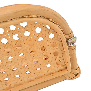 Rattan Wall Shelf Floating Shelf Decorative, Natural Rattan Hanging Rack Wall Storage Shelf, Wall Mounted Natrual Rattan and Wood Storage Hanging Shelves for Kitchen Bathroom