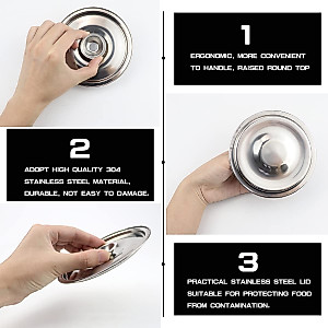 LNQ LUNIQI Stainless Steel Universal Lid ，4.7Inch Mini Pan Lid Bowl Covers Cookware Lid Replacement Accessories for Skillets Frying Pans （12cm）