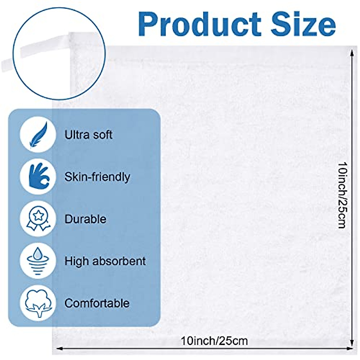 80 Pcs Bamboo Washcloths Towel Bulk 10 x 10 Inch White Washcloths Set Baby Wash Cloth for Bathroom Bamboo Soft Wash Cloths for Face Reusable Absorbent Bathroom Washcloths