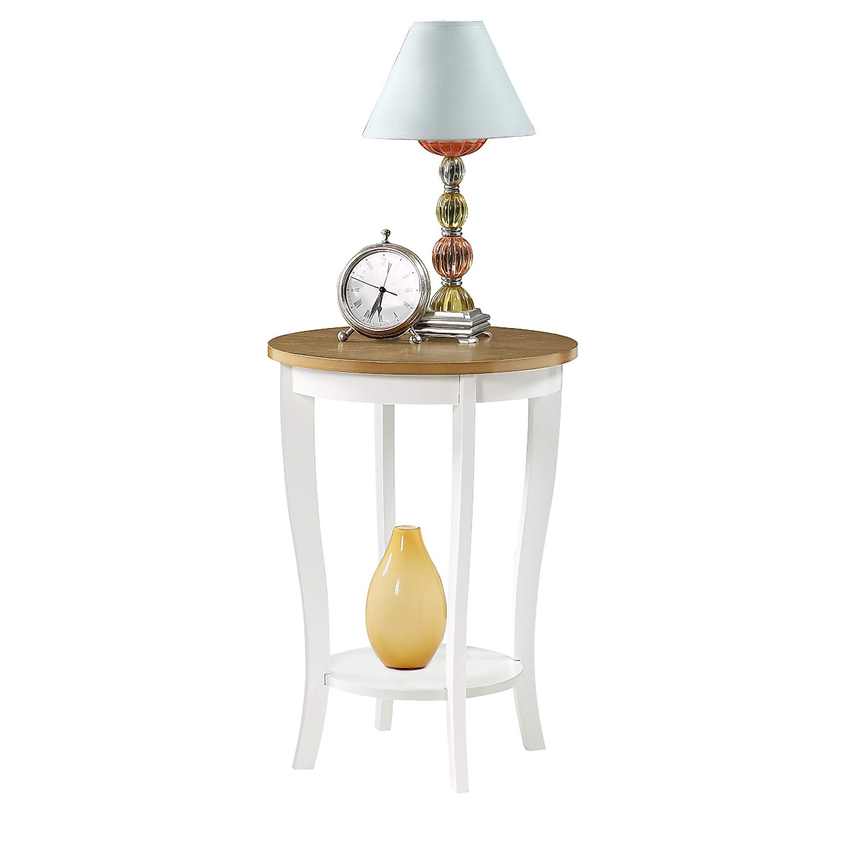 Convenience Concepts American Heritage Round End Table, Driftwood / White