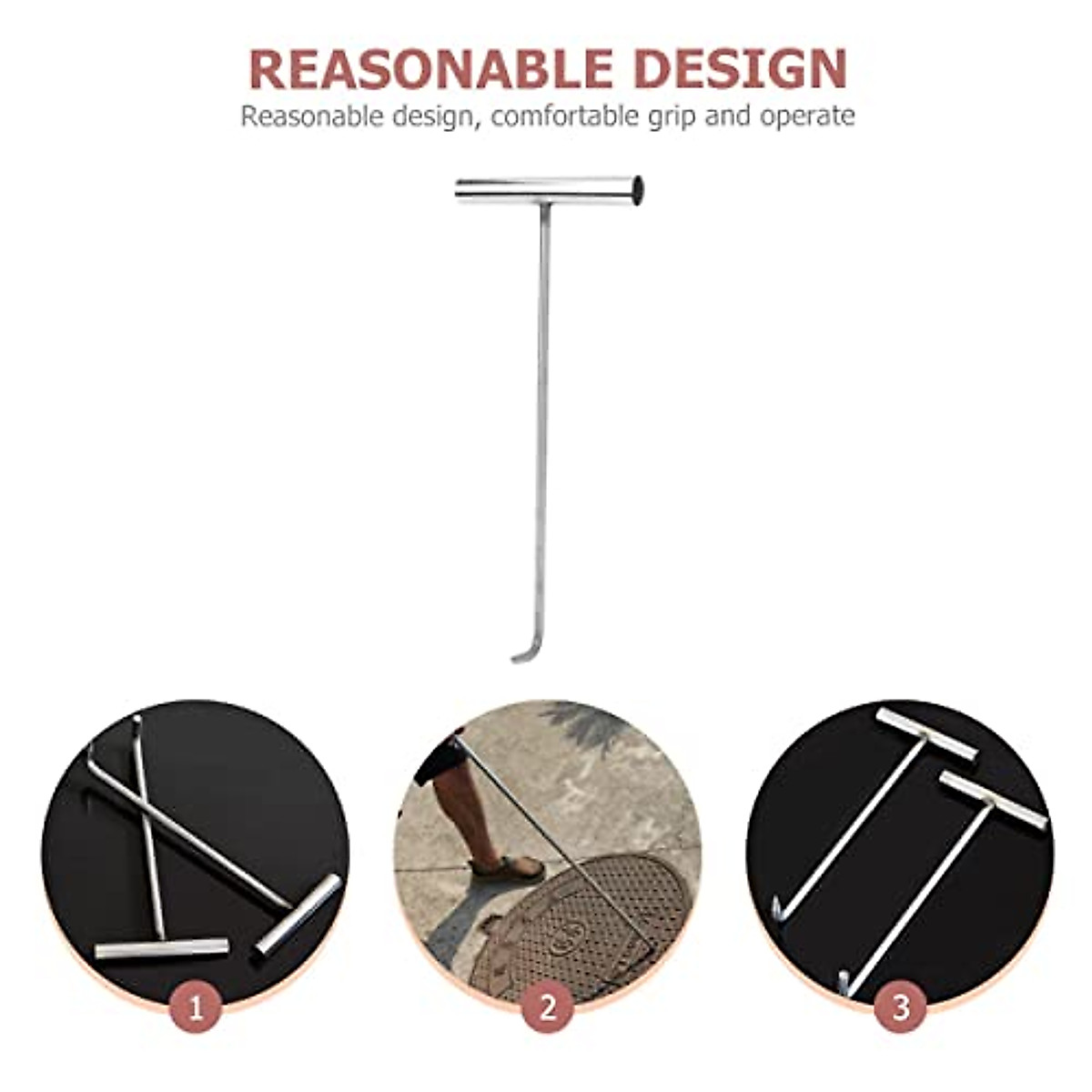 HANABASS Ing Style Pull Drain Handle for Open Steel Stainless Llift Lifter Duty Home Grate Tool Long Hook Shutter Meat Silver Manhole Pulling Storm Door Shape Hooks Lift Heavy T Cover